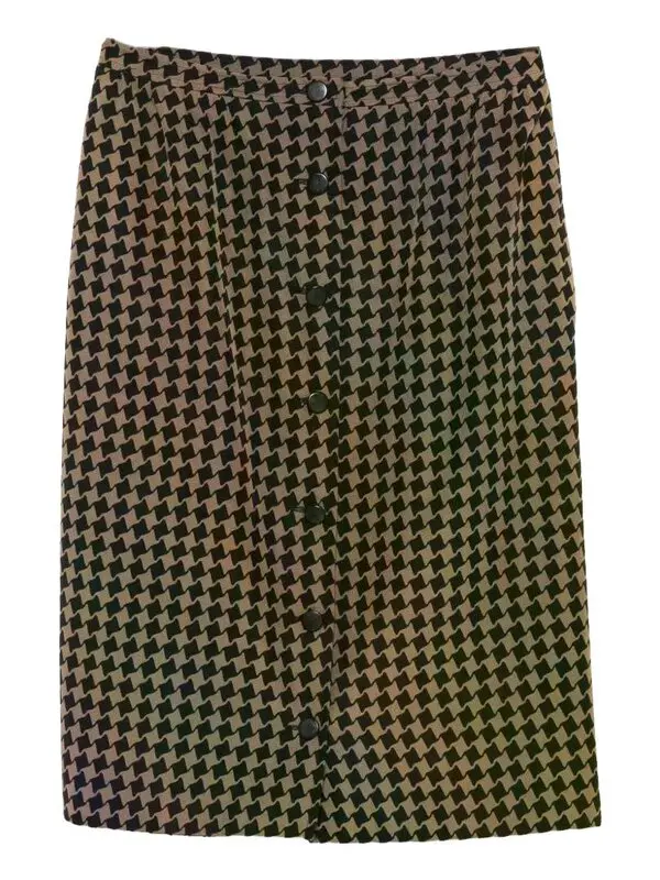 Valentino Garavani Houndstooth-print Button-front Midi Skirt - Brown