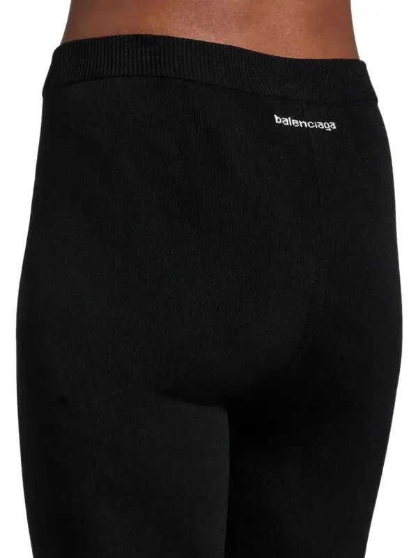 Balenciaga Techwear Logo-embroidered Knitted Leggings - Black