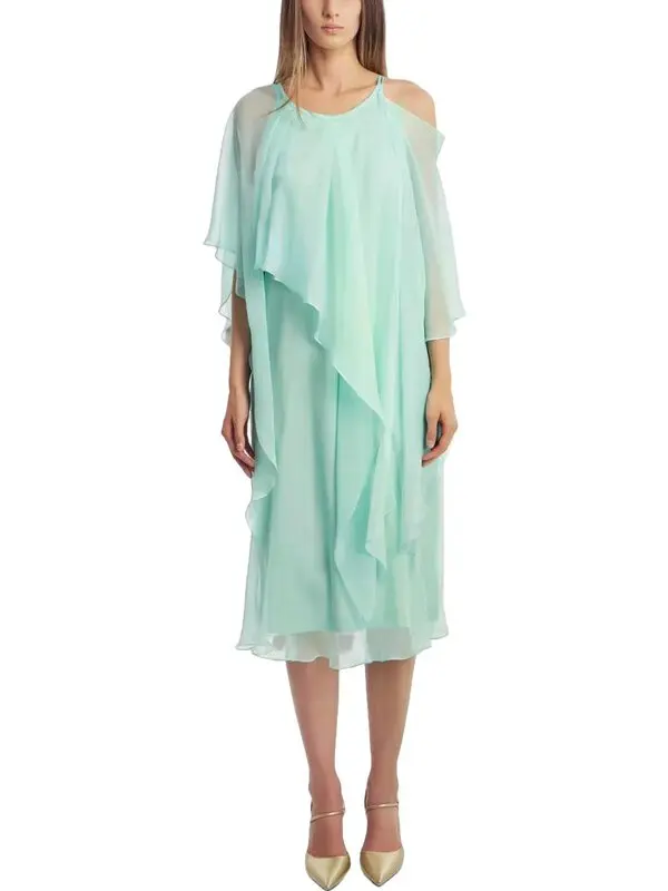 IRINA SCHROTTER Allegra Layered Silk Midi Dress - Blue