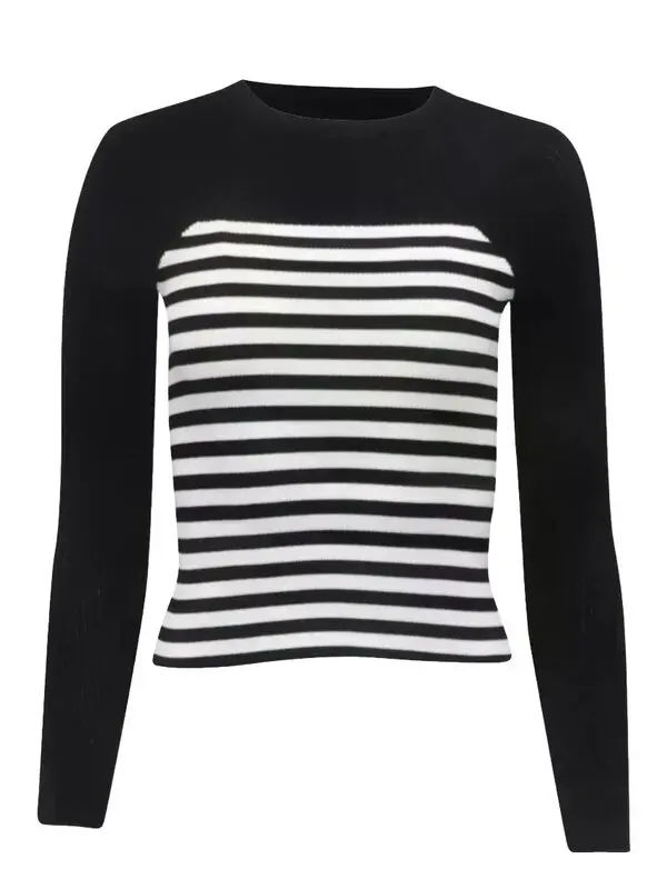 Max Mara Striped Ribbed Knit Sweater - Black