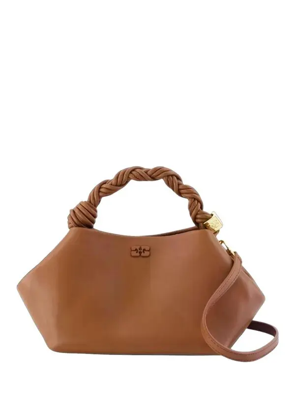 GANNI Small Bou Bag With Twisted Handle And Metallic Accents - Brown