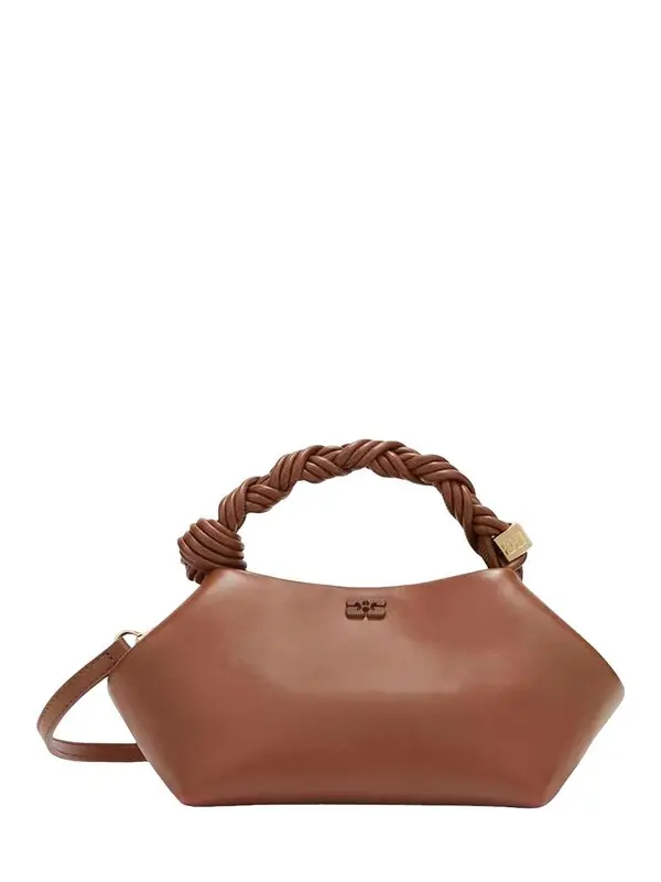 GANNI Small Bou Bag With Twisted Handle And Metallic Accents - Brown