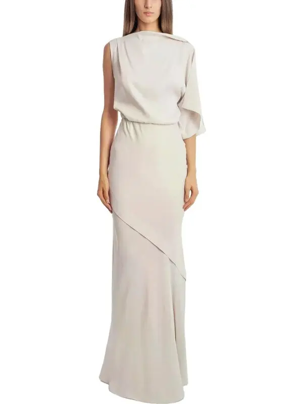 IRINA SCHROTTER Beatrice Draped Asymmetric Gown - White