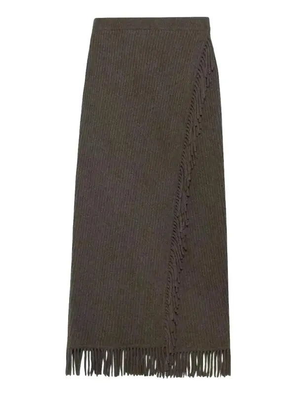 Simkhai Casey Ribbed Knit Midi Skirt - Brown