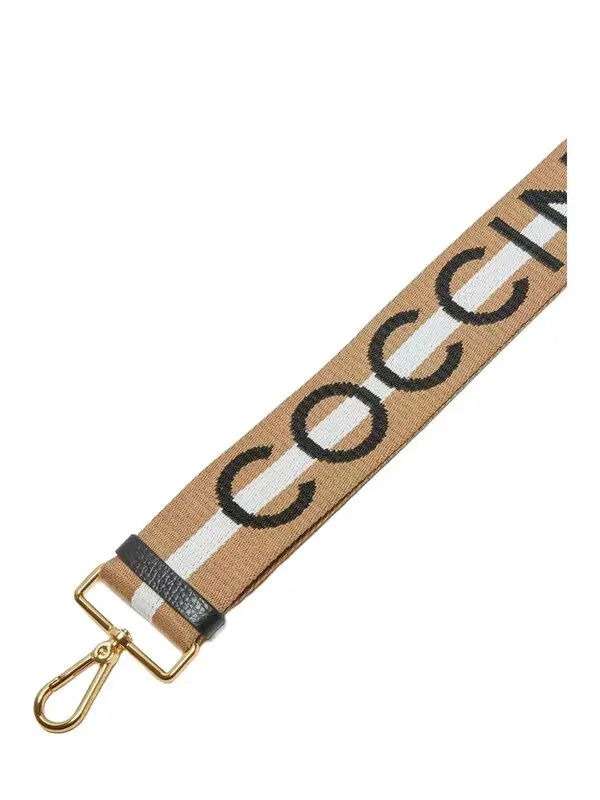 COCCINELLE Striped Logo-embroidered Bag Strap - Neutrals
