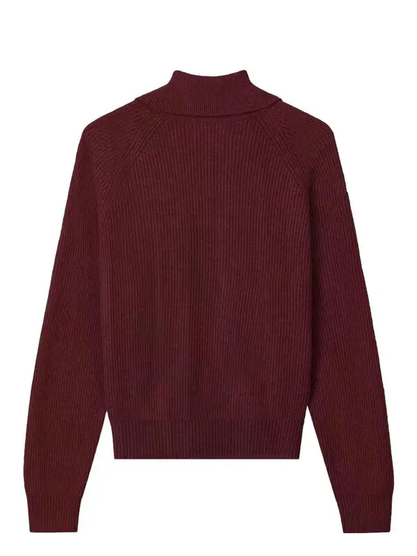 CHOCOOLATE Ribbed Knit Raglan Sleeve Cardigan With Heart Patch - Red