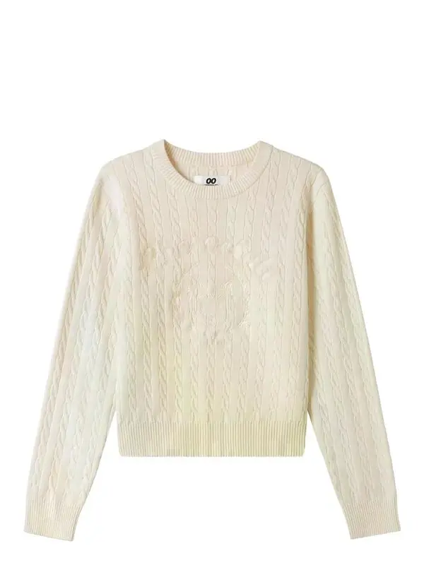 CHOCOOLATE Cable-knit Embroidered Crest Sweater - Neutrals