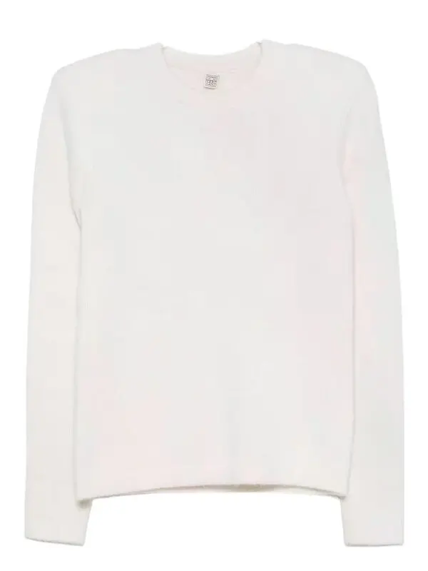TOTEME Crew Neck Long Sleeve Sweater With Padded Shoulders - Neutrals