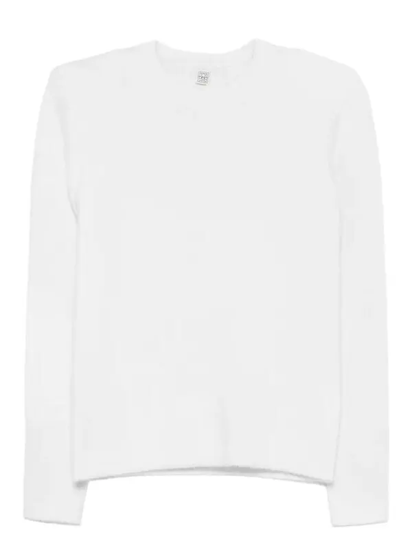 TOTEME Crew Neck Long Sleeve Sweater With Padded Shoulders - Neutrals