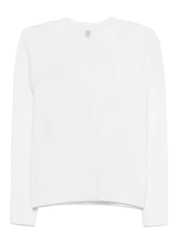 TOTEME Crew Neck Long Sleeve Sweater With Padded Shoulders - Neutrals