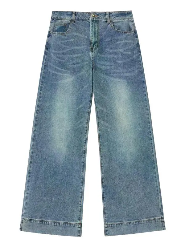 B+AB Whiskered Wide-leg Jeans - Blue