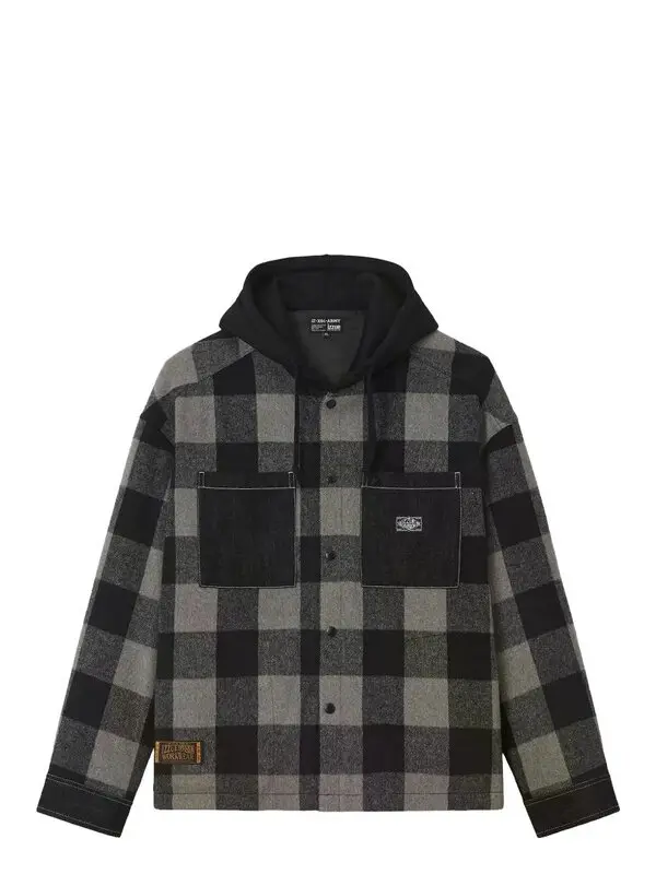 Izzue Check Hooded Jacket - Black