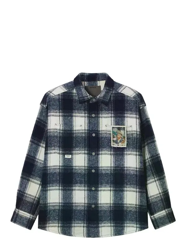 MUSIUM DIV. Check-pattern Embroidered Shirt - Blue