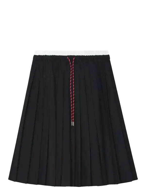 TOUT A COUP Pleated Drawstring Midi Skirt - Black