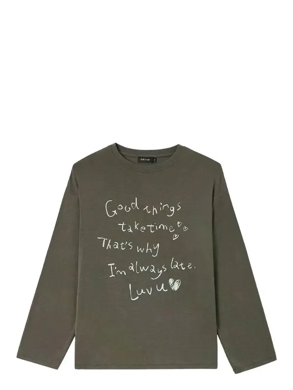 TOUT A COUP Slogan Print Long-sleeve T-shirt - Grey