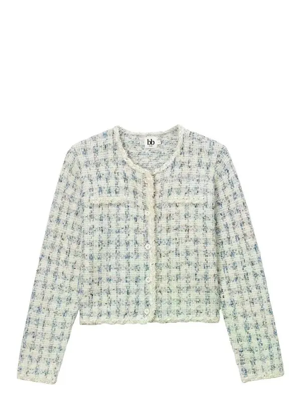 B+AB Tweed Frayed Cardigan - Neutrals