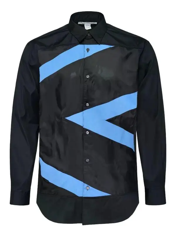 Comme Des Garçons Geometric-panelled Long-sleeve Shirt - Black