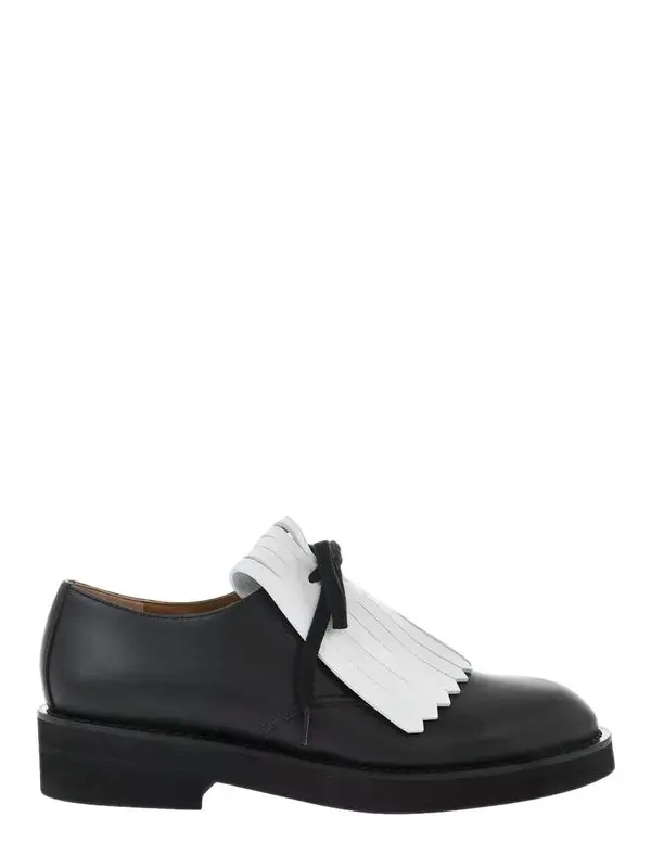 Marni Leather Derby Shoes With Fringe Detail - Black