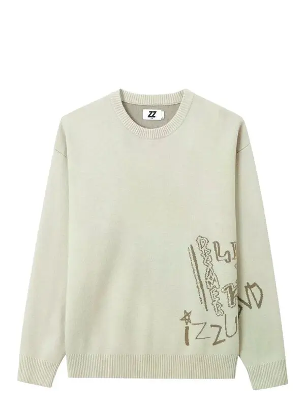 Izzue Graffiti Print Crew Neck Sweater - Neutrals