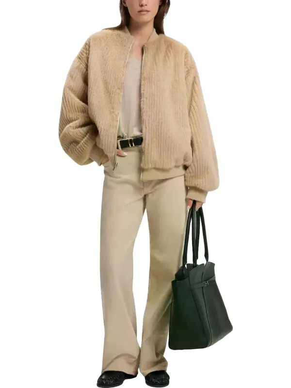 BOSS Relaxed-fit Reversible Bomber Jacket In Satin And Faux Fur - Neutrals