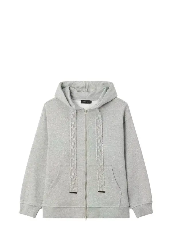 TOUT A COUP Lace-trim Zip-up Hoodie - Grey