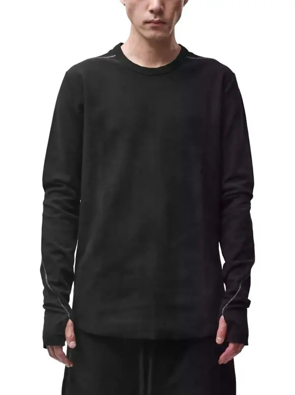 THOM KROM Contrast Stitch Long Sleeve Crew Neck - Black