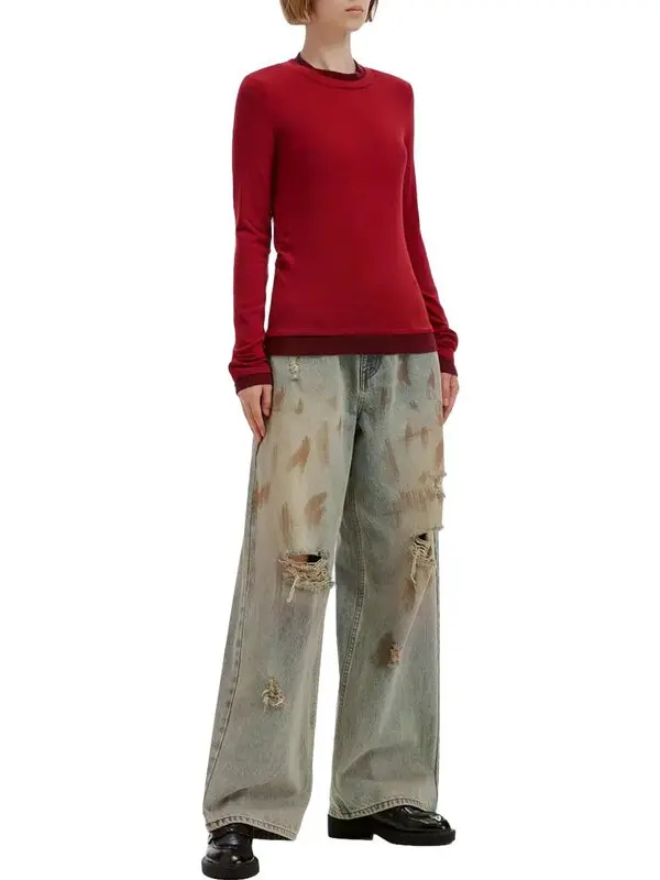 TOUT A COUP Layered Effect Ruched T-shirt - Red