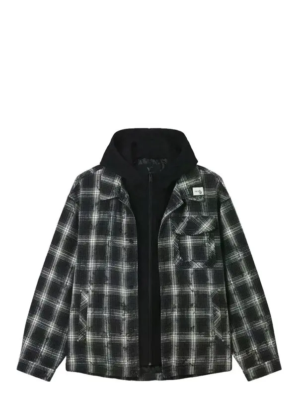 FIVE CM Check Hooded Jacket - Black