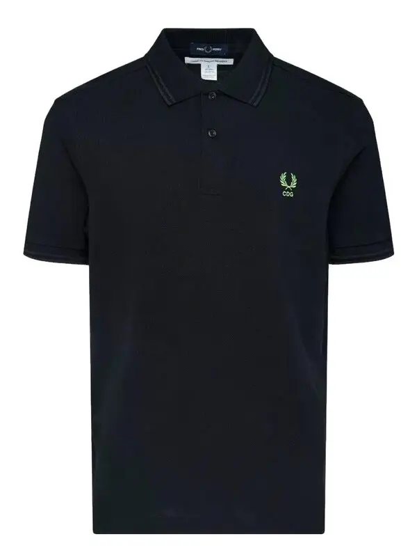 Comme Des Garçons X Fred Perry Logo-embroidered Piqué Polo Shirt - Black