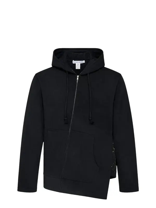 Comme Des Garçons Asymmetric Paint-splatter Hoodie - Black