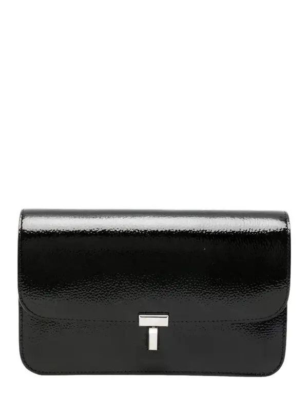 TOTEME T-lock Grained-patent Crossbody Bag - Black