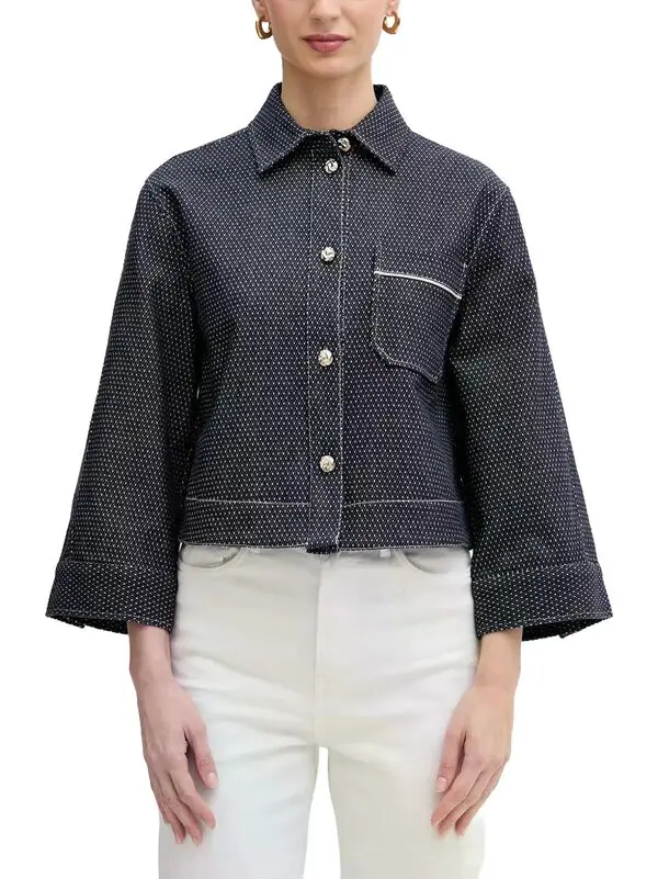 MOS MOSH Navy All-over Pattern Button-up Jacket - Blue