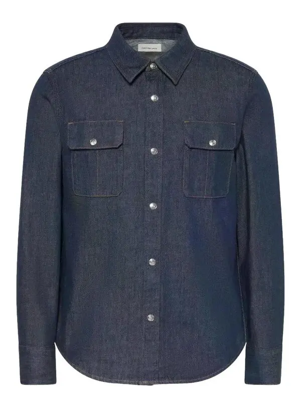 Calvin Klein Western Chest-pockets Button-fastening Shirt - Blue