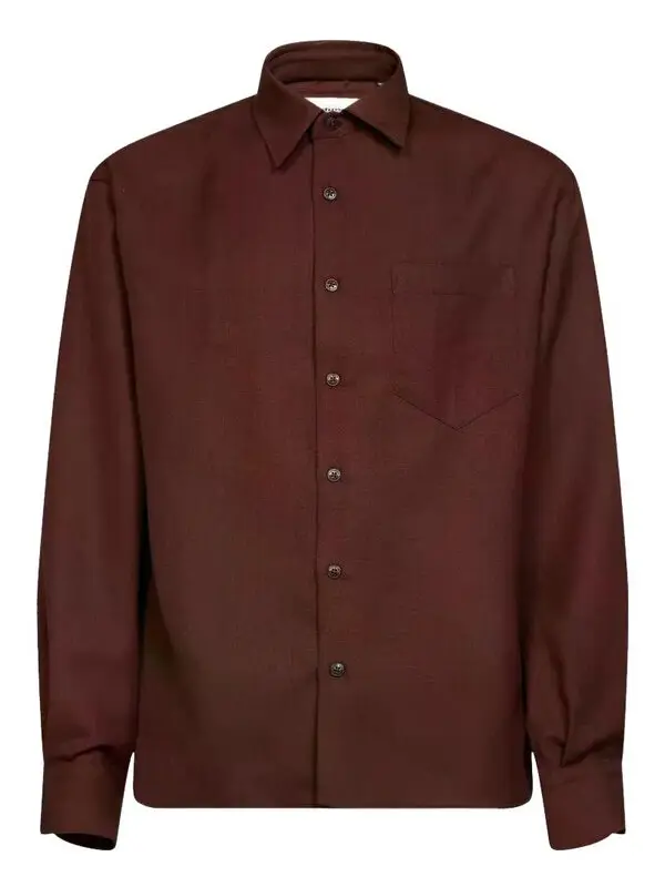 COSTUMEIN Chest-pocket Virgin-wool Shirt - Brown