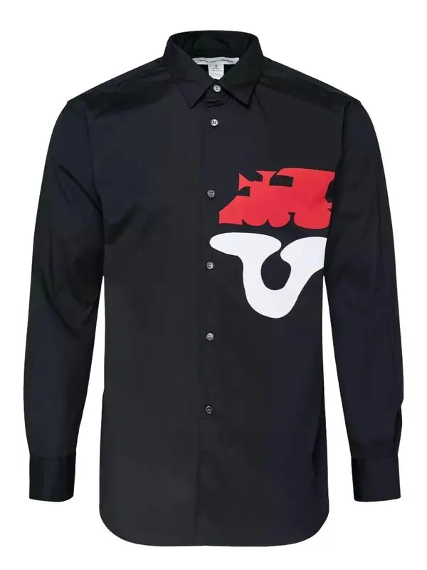 Comme Des Garçons Graphic-print Long-sleeve Shirt - Black