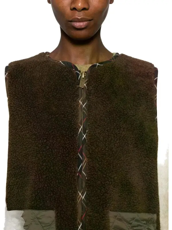 VICOLO Quilted Pocket Teddy-texture Gilet - Brown