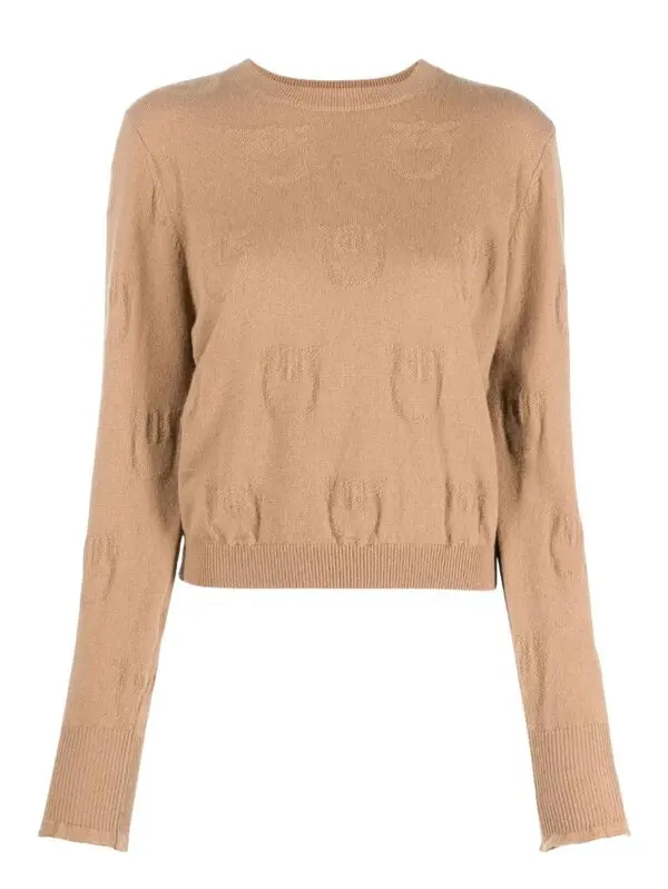 Pinko Logo-debossed Cashmere Sweater - Nude