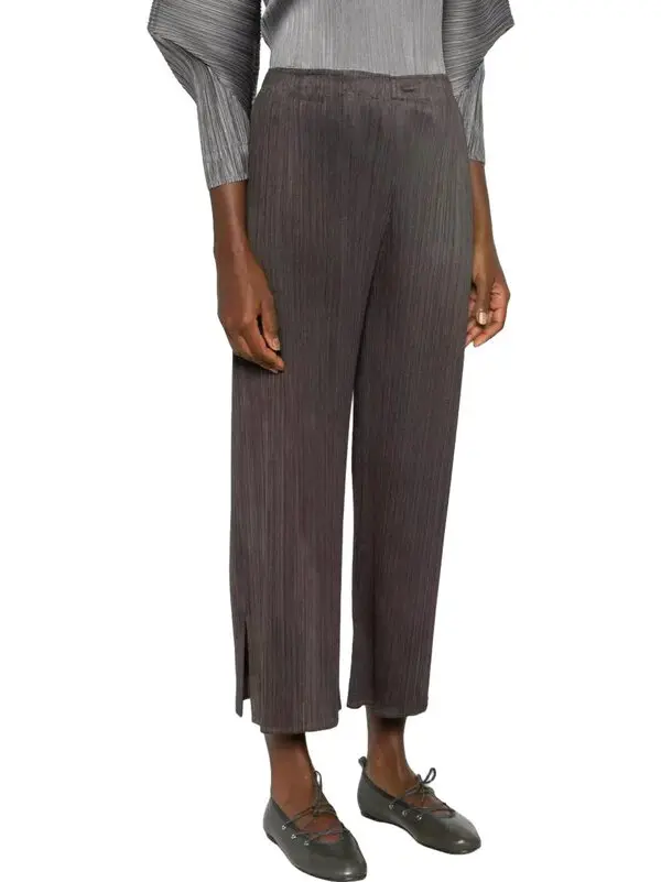 Issey Miyake Dark Pleated Texture Trousers - Grey