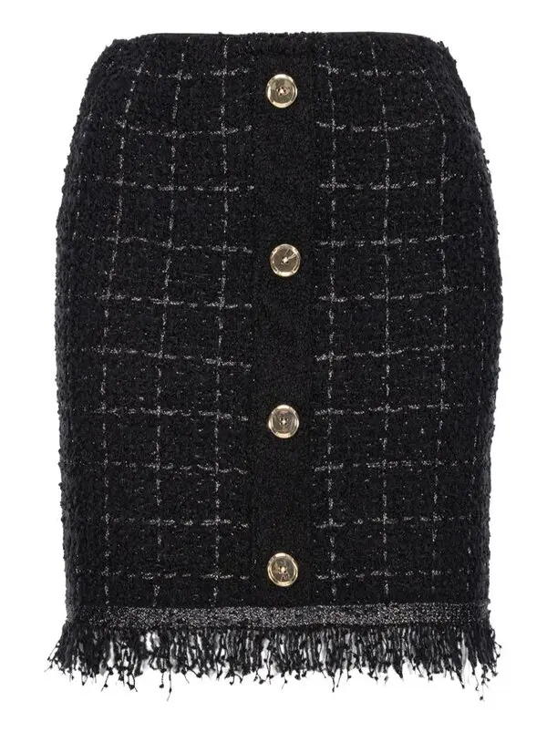 Pinko Girino Basket-weave Fringed Miniskirt - Black