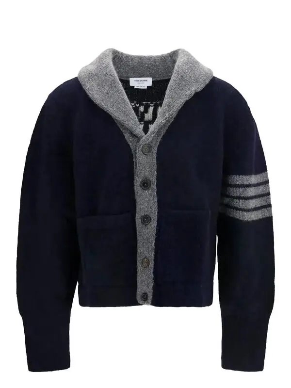 Thom Browne 65 Intarsia Cardigan Jacket - Blue