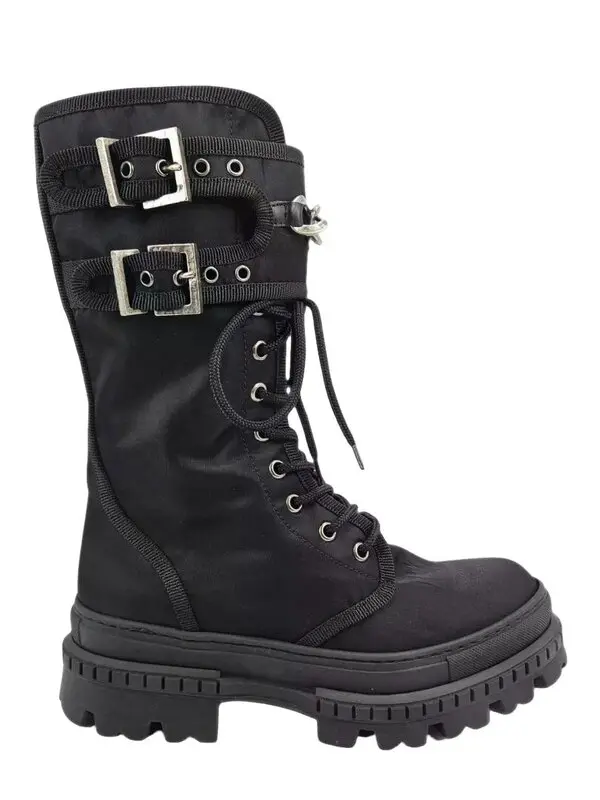 MADISON MAISON Chain-detail Buckled Combat Boots - Black