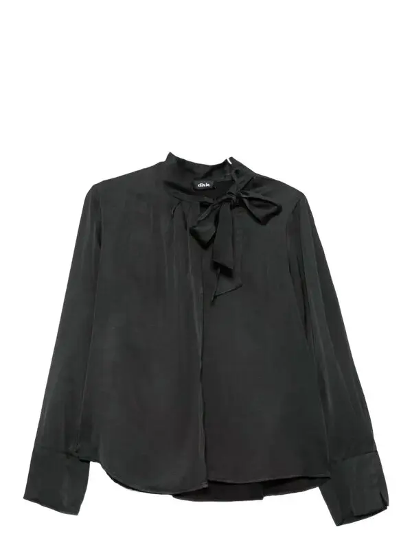 Dixie Pussy-bow Long-sleeve Blouse - Black