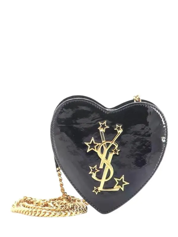 Saint Laurent Patent Heart Chain Mini Shoulder Bag - Black