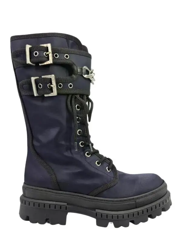 MADISON MAISON Buckled Chain Detail Boots - Blue