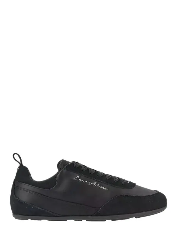 Emporio Armani Logo-print Panelled Sneakers - Black
