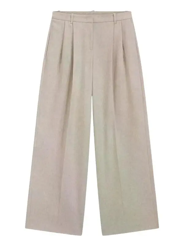 BOSS Wide-leg Flannel Trousers With Double Front Pleats - Neutrals