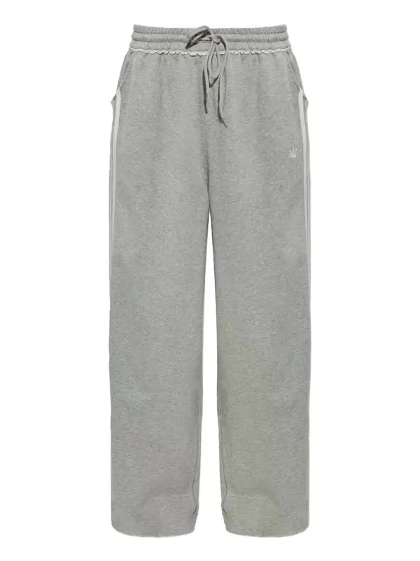 Adidas Wide-leg Track Pants With Embroidered Logo Detail - Grey
