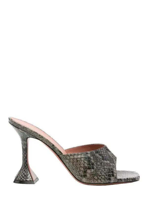 Amina Muaddi Lupita Snake-effect Mules - Grey