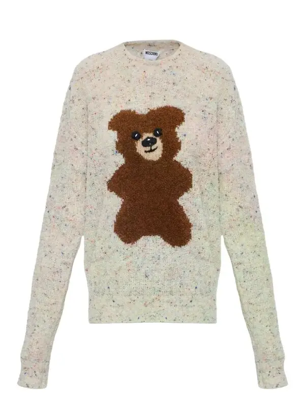 Moschino Sweater With Bear Motif - Neutrals