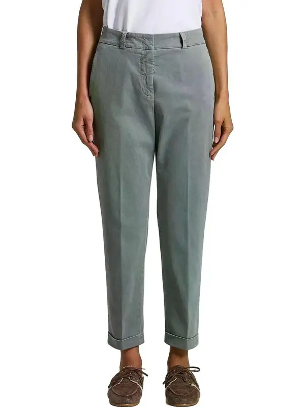 Peserico Pressed-crease Turn-up Trousers - Grey